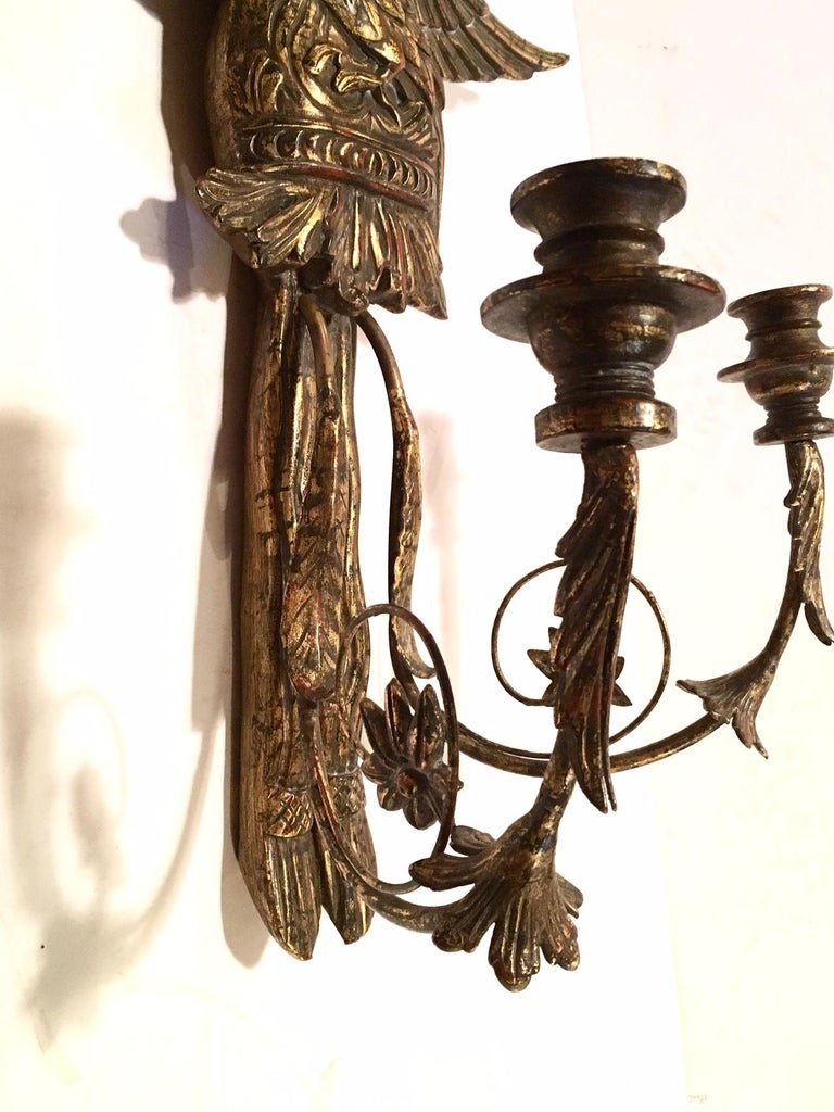 Large American Federal Style Eagle Wood Carved Two-Light Sconce For ...