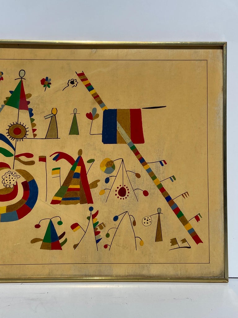 Large American Outsider Abstract Art Vintage Painting Mid-20th Century ...