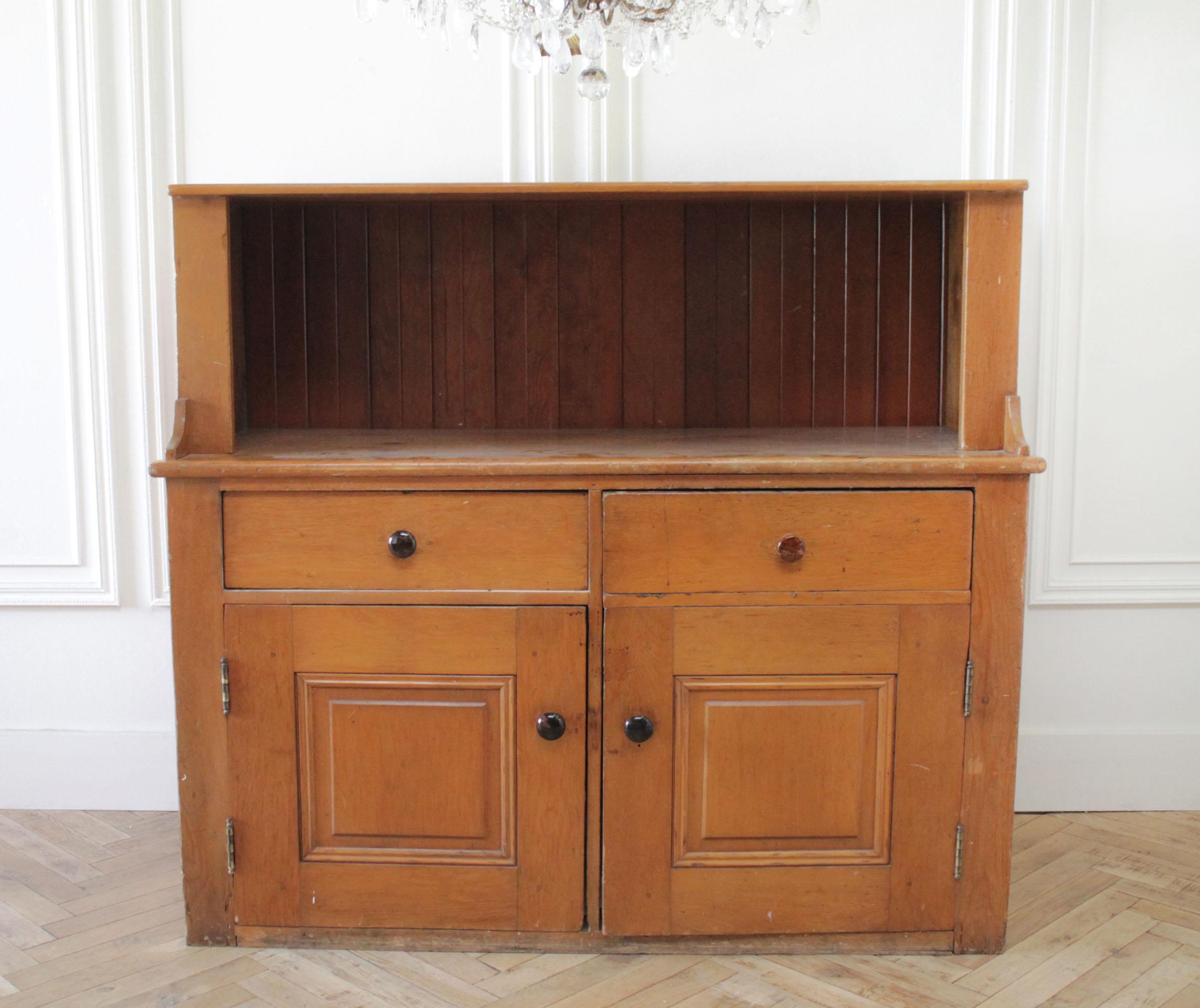 Large American Pine Country Cupboard with Bookshelf For Sale at 1stDibs ...