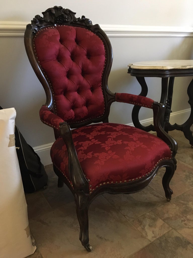 Large American Rococo Revival Rosewood Parlor Armchair, Mid-19th ...
