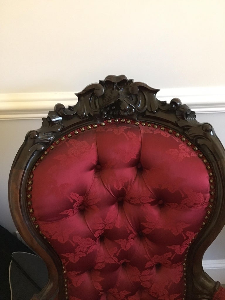 Large American Rococo Revival Rosewood Parlor Armchair, Mid-19th ...