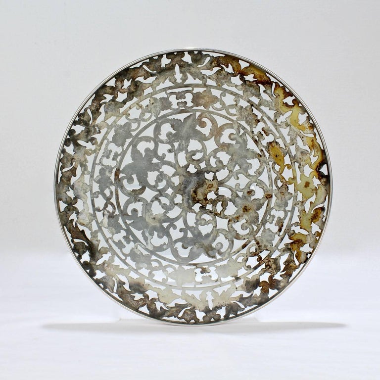 Large American Sterling Silver Overlay Glass Trivet by Webster at 1stDibs