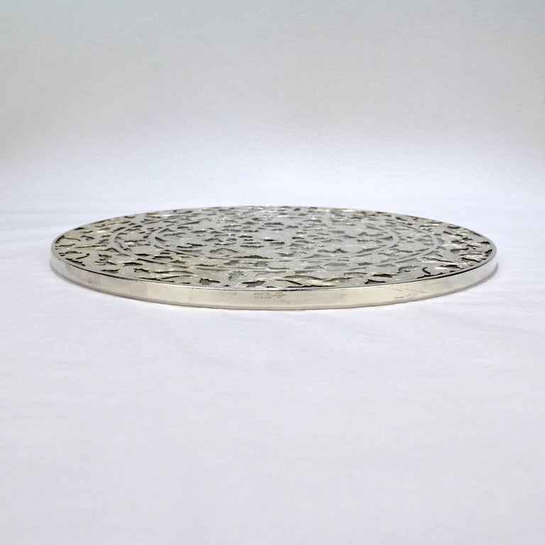 Large American Sterling Silver Overlay Glass Trivet by Webster at 1stDibs