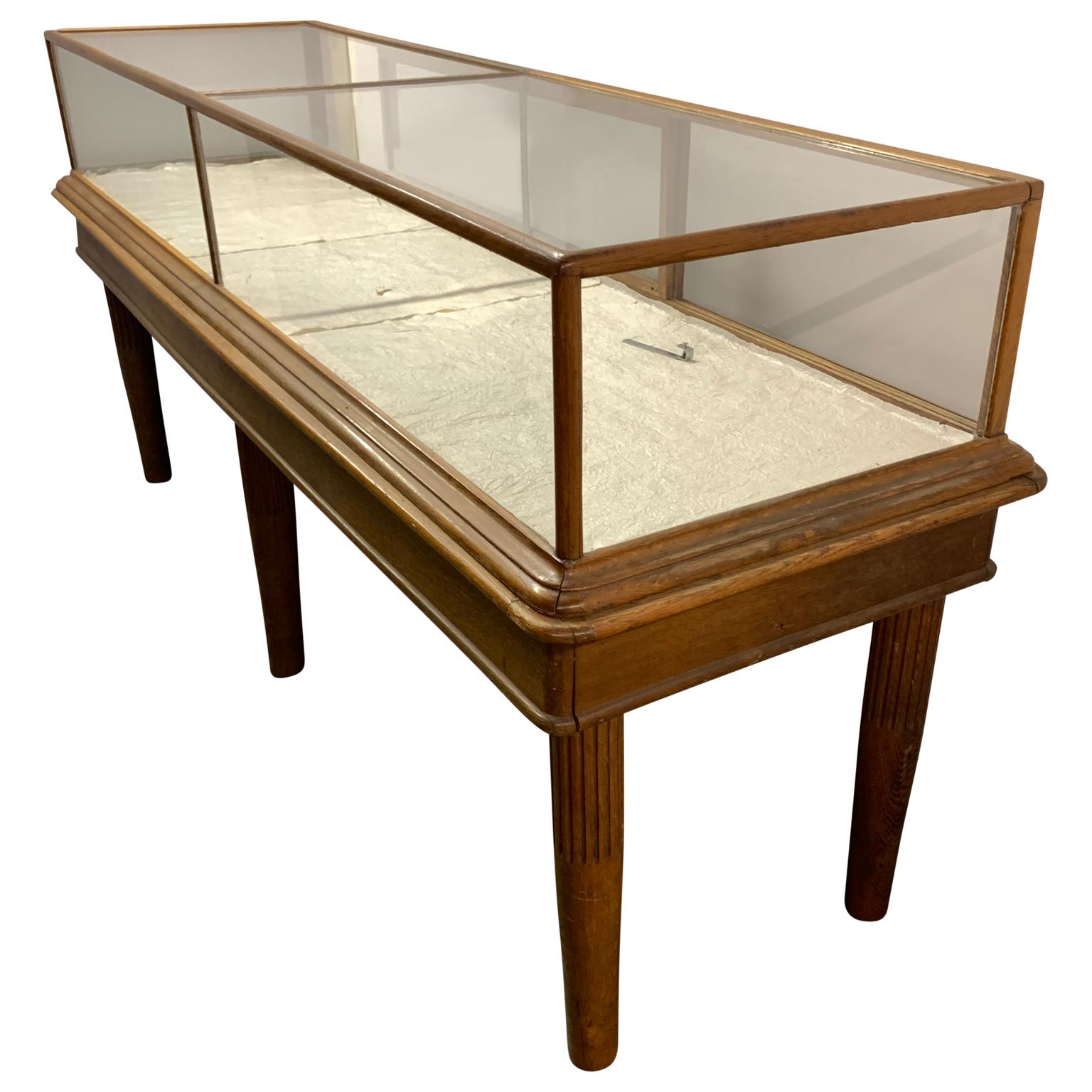 Large American Two-Piece Floor Display Case Cabinet at 1stDibs