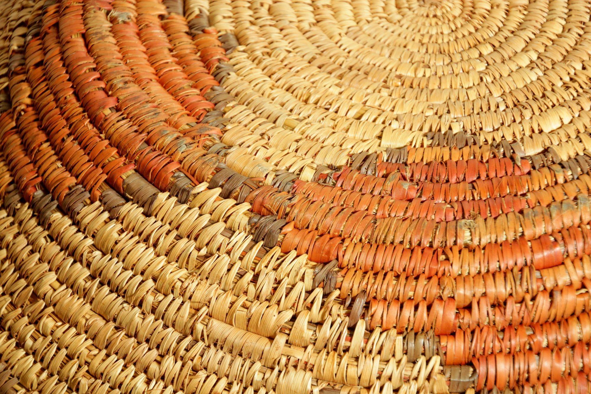 Large American Western Basket Vintage Woven Reed 1950s For Sale at 1stDibs
