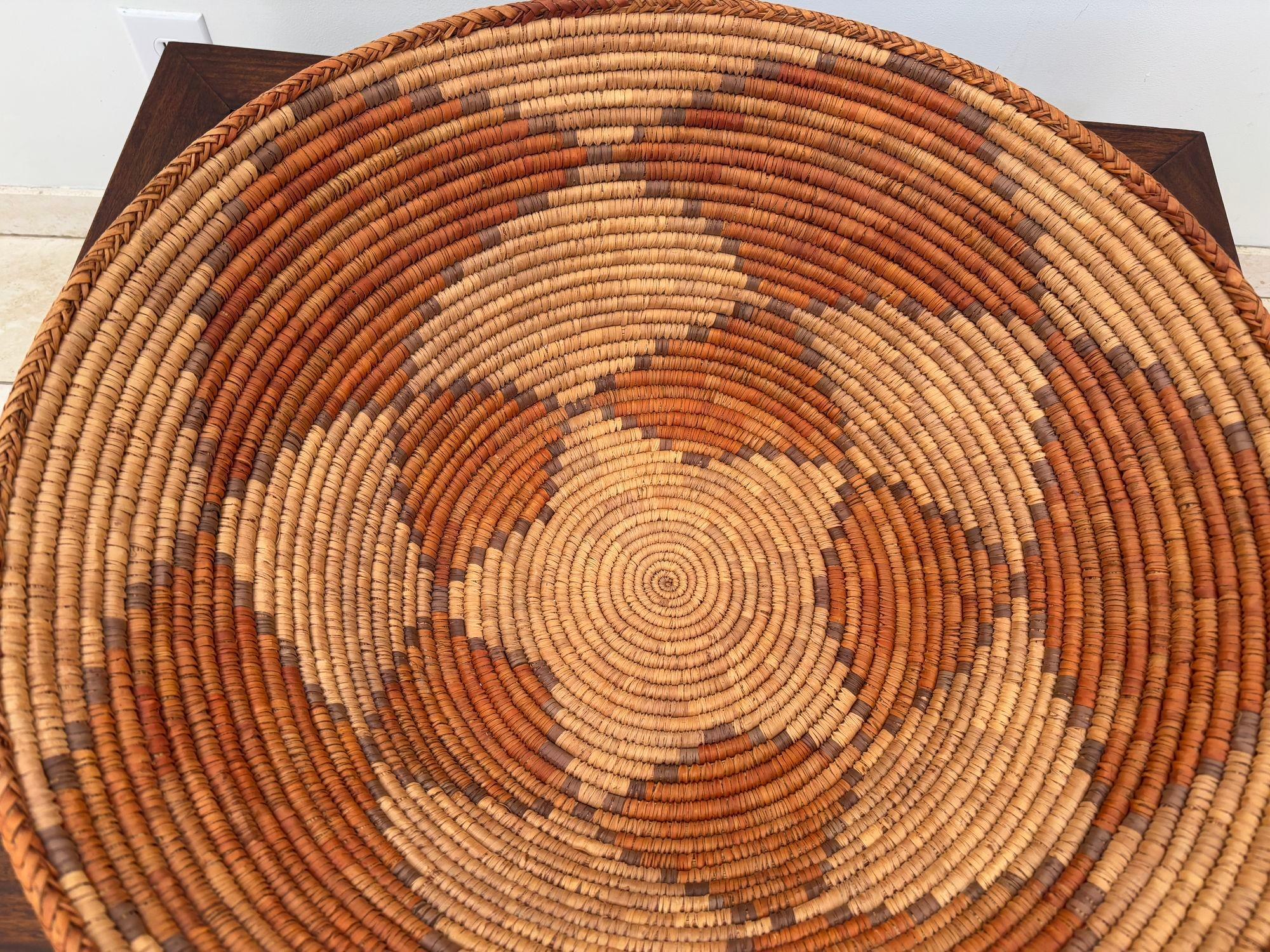 Large American Western Basket Vintage Woven Reed 1950s For Sale at 1stDibs