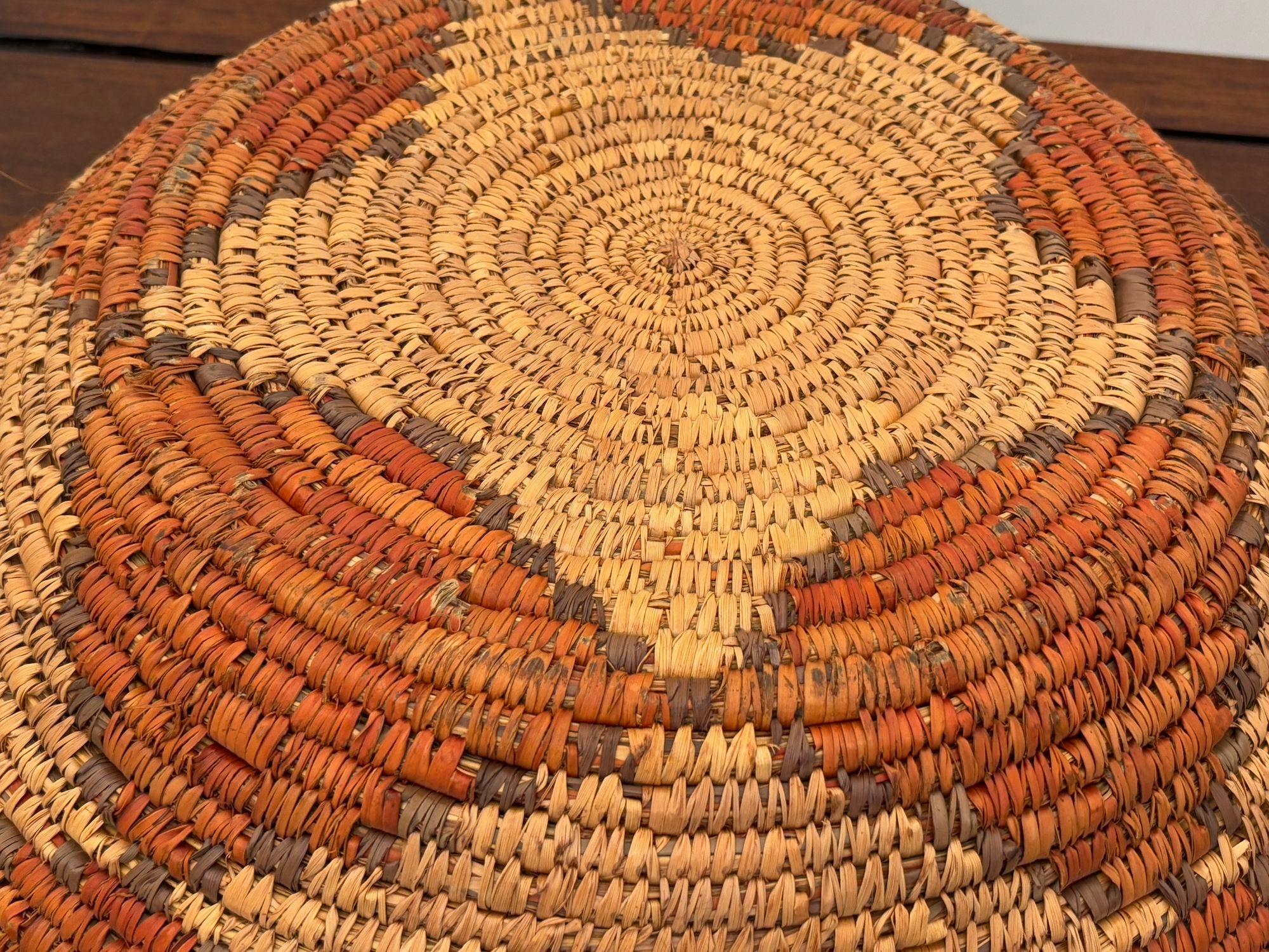 Large American Western Basket Vintage Woven Reed 1950s For Sale at 1stDibs
