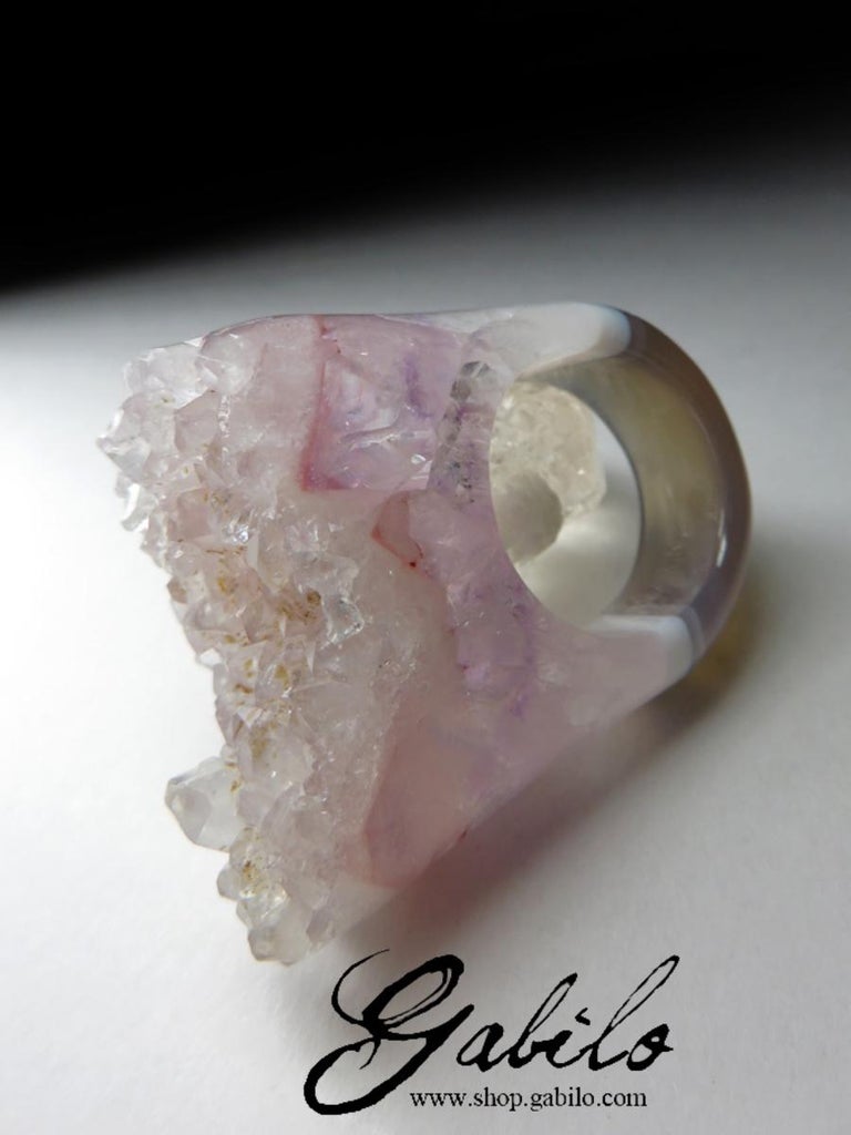Large Amethyst Solid Stone Ring Raw Uncut Lavender Purple Quartz ...