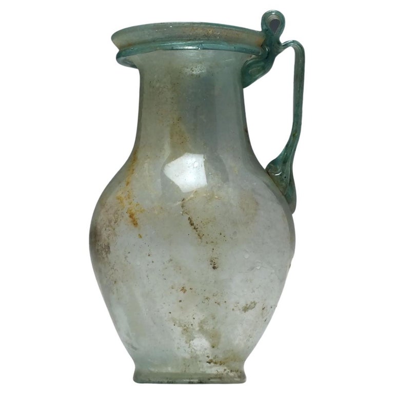 Grande cruche romaine antique en verre bleu 1ère - 2ème siècle En vente ...
