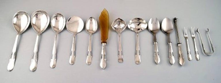 Large and Complete Danish Silver '.830' Dinner Service for 12 Persons ...