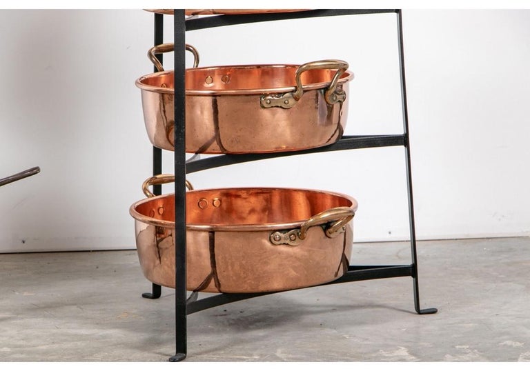 Large and Fine Collection of Antique Copper Cooking Vessels on Iron ...