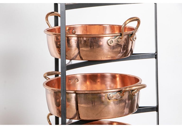 Large and Fine Collection of Antique Copper Cooking Vessels on Iron ...