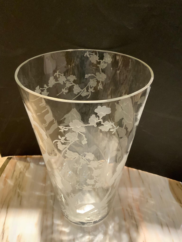 Large and Fine Crystal Etched Vase, French For Sale at 1stDibs