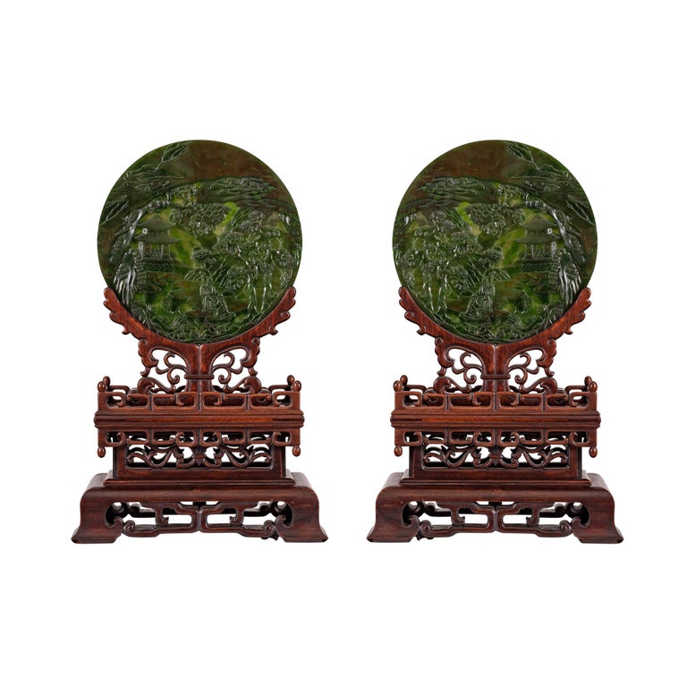 Large and Fine Pair of Jade Screens, Chinese For Sale at 1stDibs