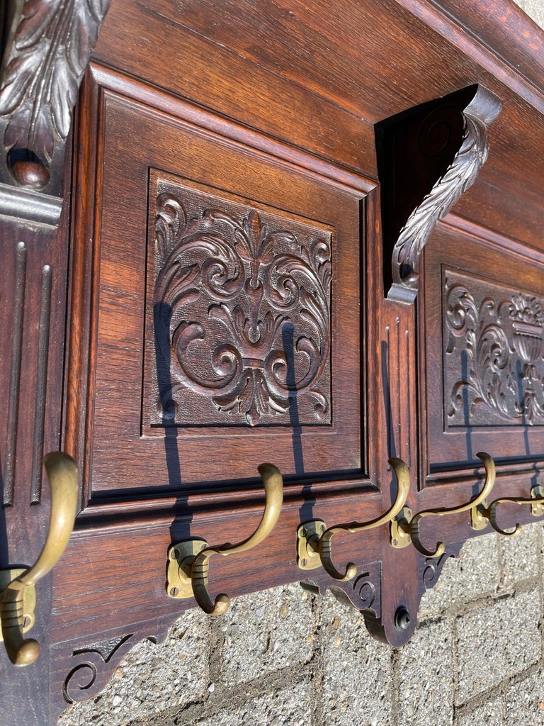 Large and Great Design Antique Wall Coat Rack with Perfect Hand Carved ...