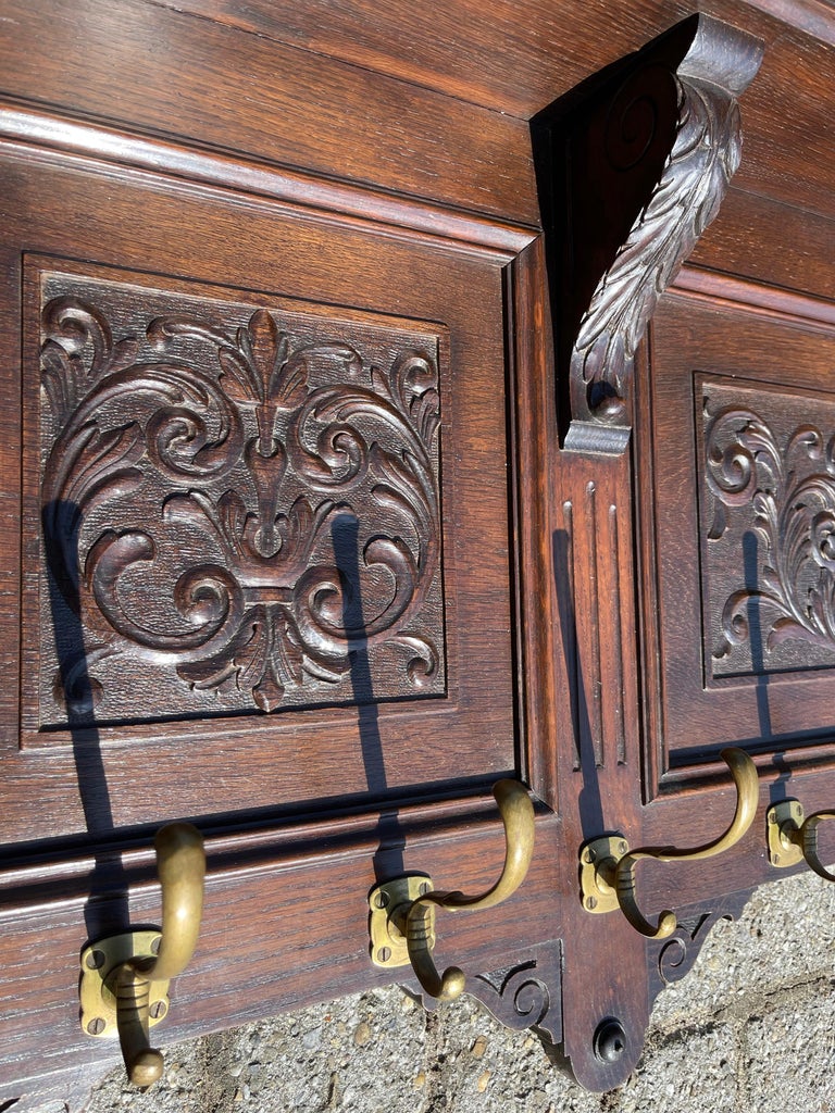 Large and Great Design Antique Wall Coat Rack with Perfect Hand Carved ...