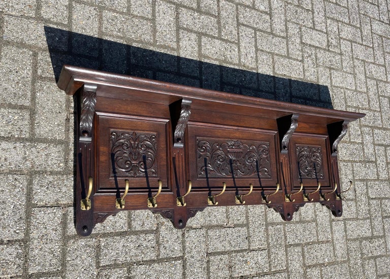 Large and Great Design Antique Wall Coat Rack with Perfect Hand Carved ...