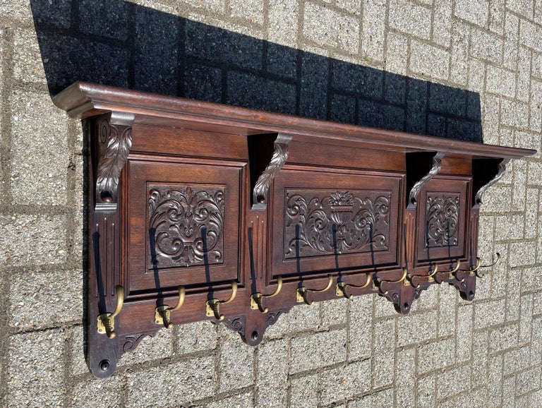 Large and Great Design Antique Wall Coat Rack with Perfect Hand Carved ...
