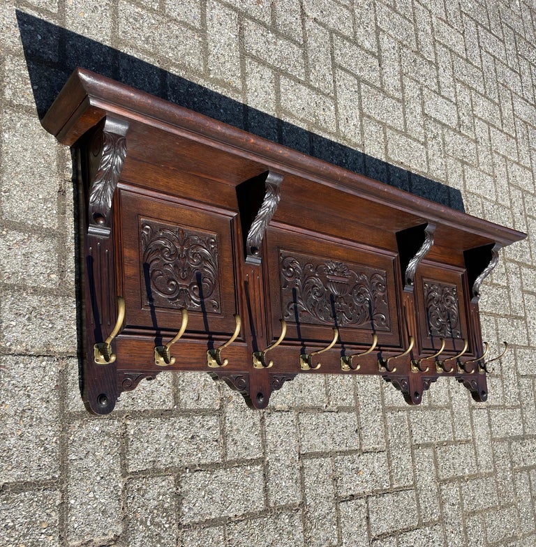 Large and Great Design Antique Wall Coat Rack with Perfect Hand Carved ...