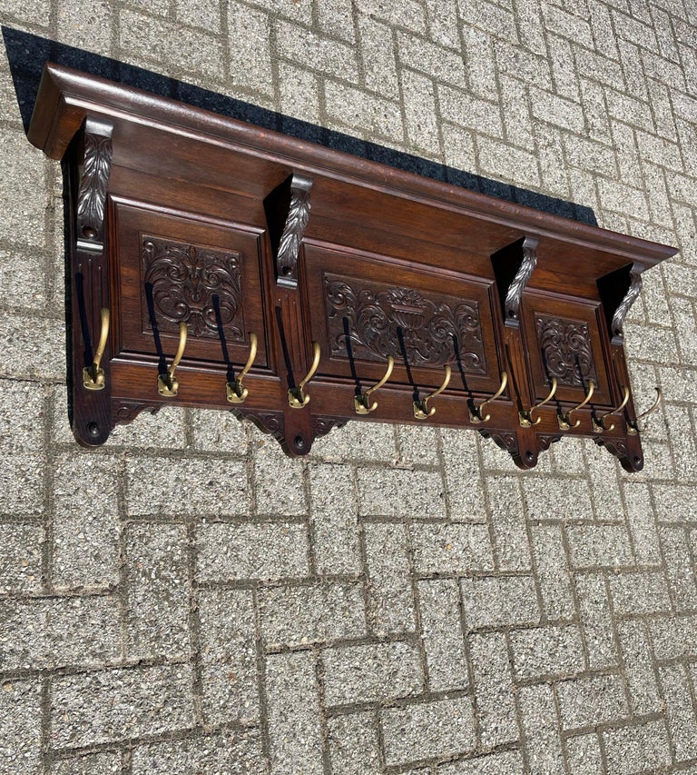 Large and Great Design Antique Wall Coat Rack with Perfect Hand Carved ...