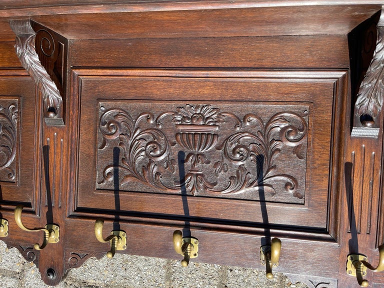 Large and Great Design Antique Wall Coat Rack with Perfect Hand Carved ...