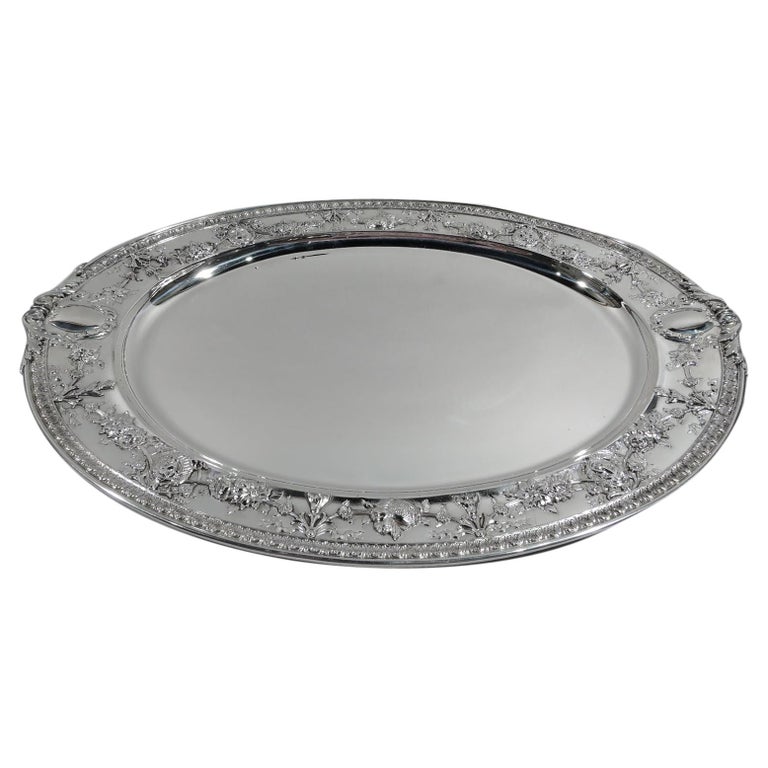 Large and Heavy Antique Gorham Sterling Silver Serving Tray For Sale at ...