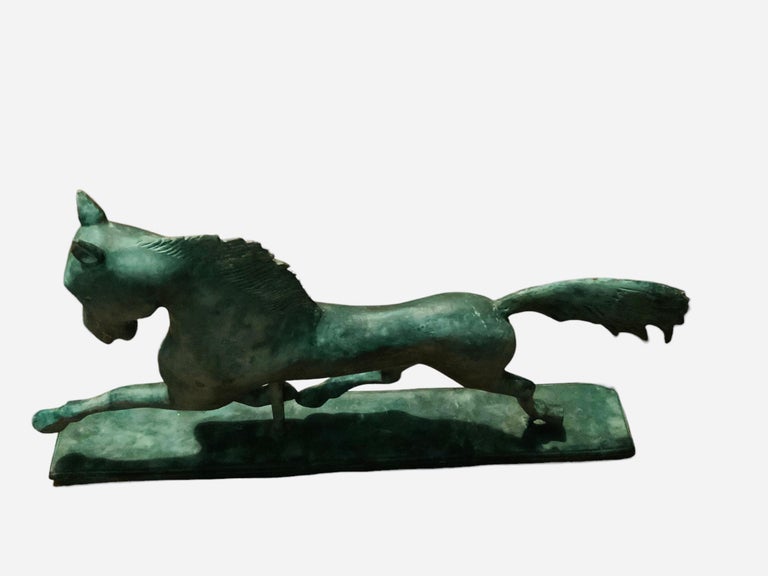 Large and Heavy Patinated Metal Sculpture of Galloping Horse For Sale ...