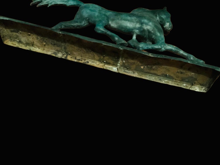Large and Heavy Patinated Metal Sculpture of Galloping Horse For Sale ...