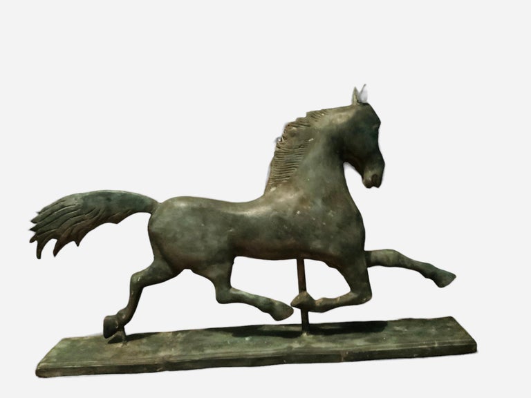 Large and Heavy Patinated Metal Sculpture of Galloping Horse For Sale ...