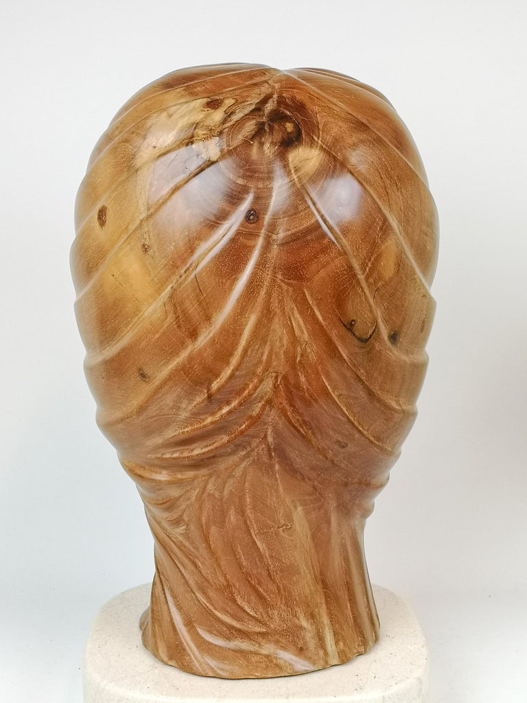 Large and Heavy Sculpture of a Female Face in Mahogany For Sale at 1stDibs