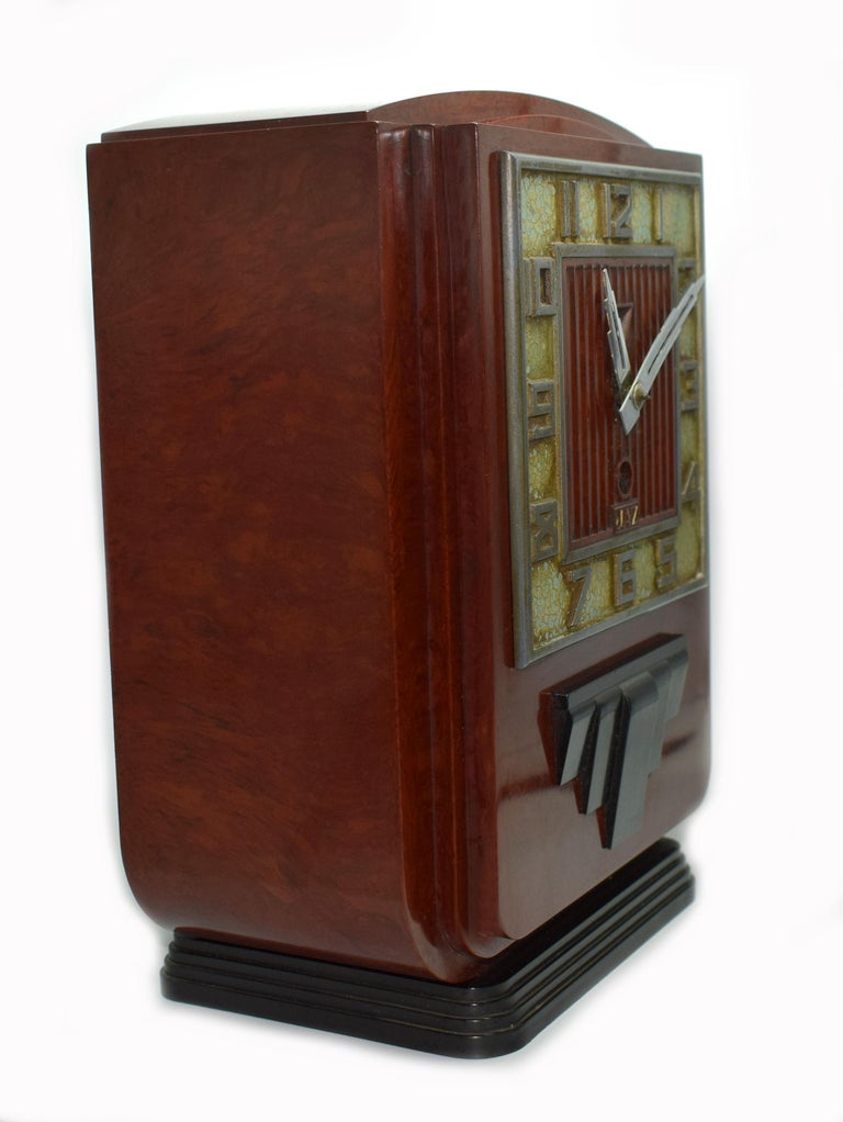Large and Impressive 1930s Art Deco Red Bakelite Mantle Clock by JAZ ...