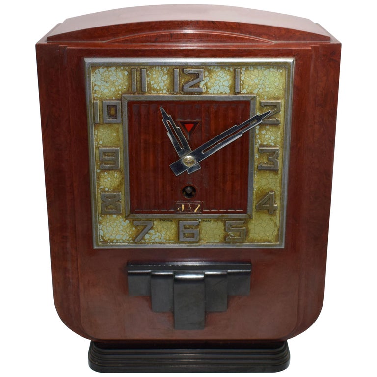 Large and Impressive 1930s Art Deco Red Bakelite Mantle Clock by JAZ ...