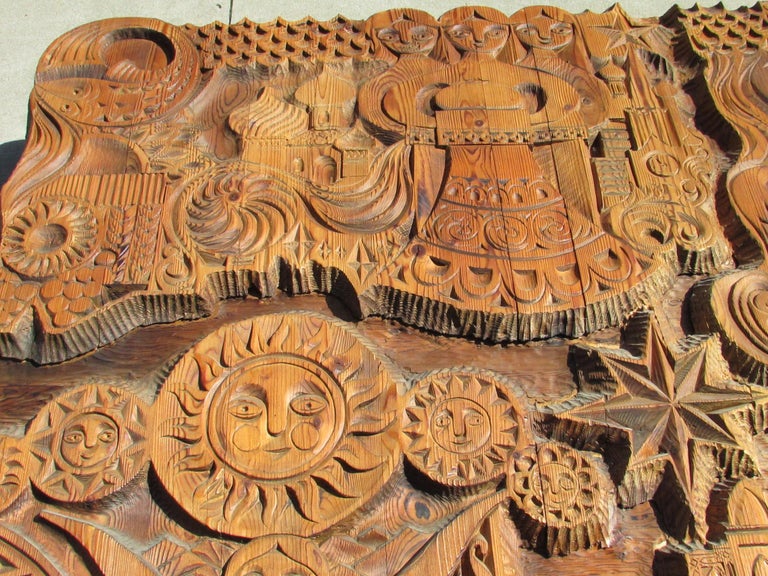 Large and Impressive Eastern European Folk Art Carved Panel Mermaid ...