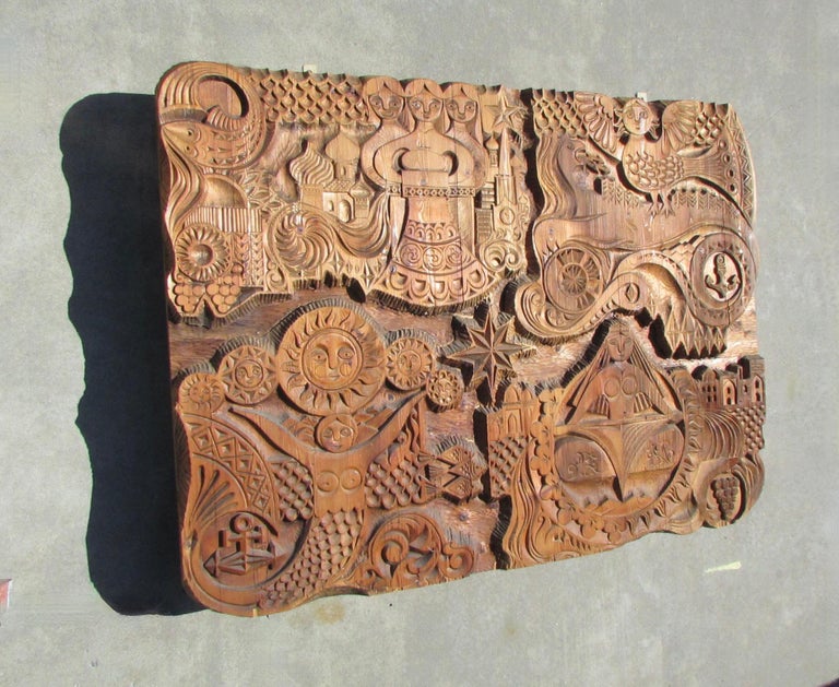 Large and Impressive Eastern European Folk Art Carved Panel Mermaid ...