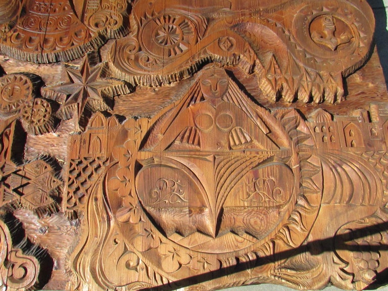 Large and Impressive Eastern European Folk Art Carved Panel Mermaid ...