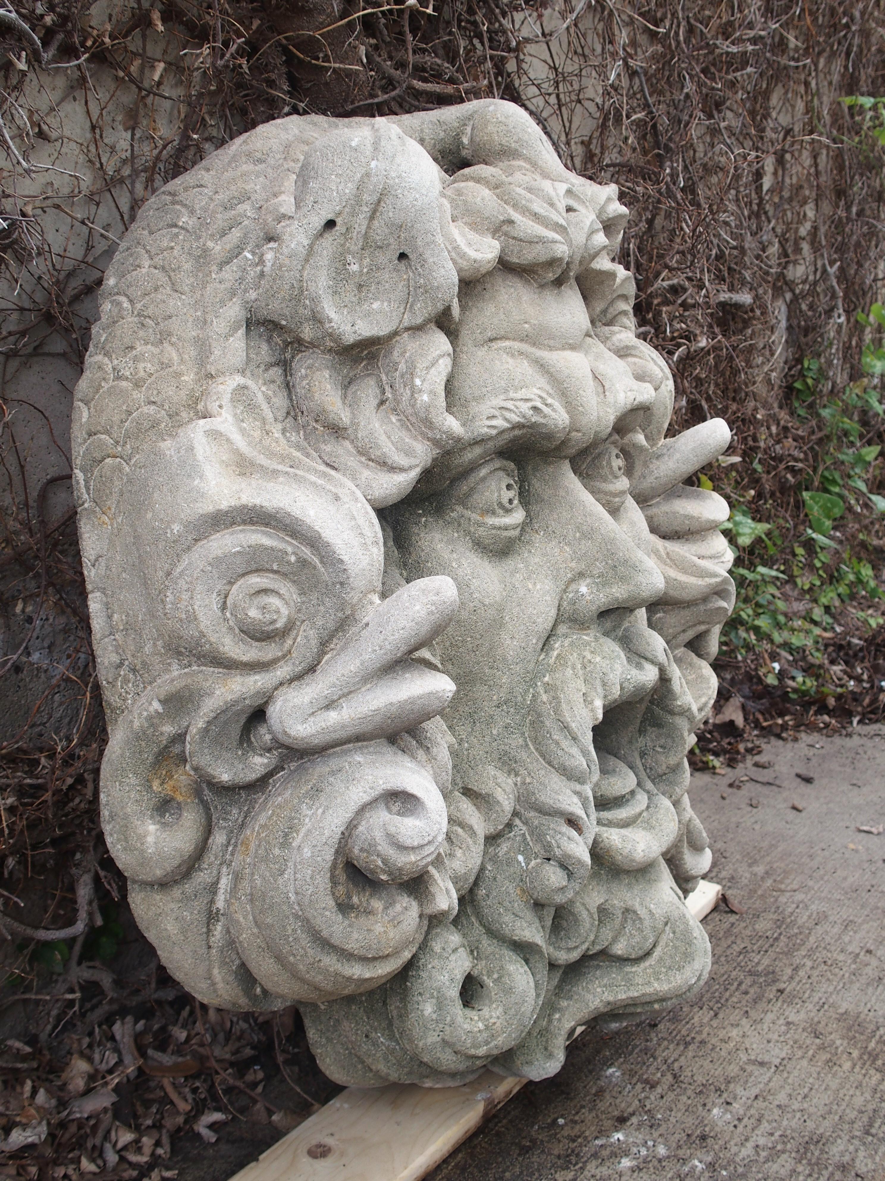 Large and Impressive Italian Carved Neptune Wall Sculpture or Fountain ...