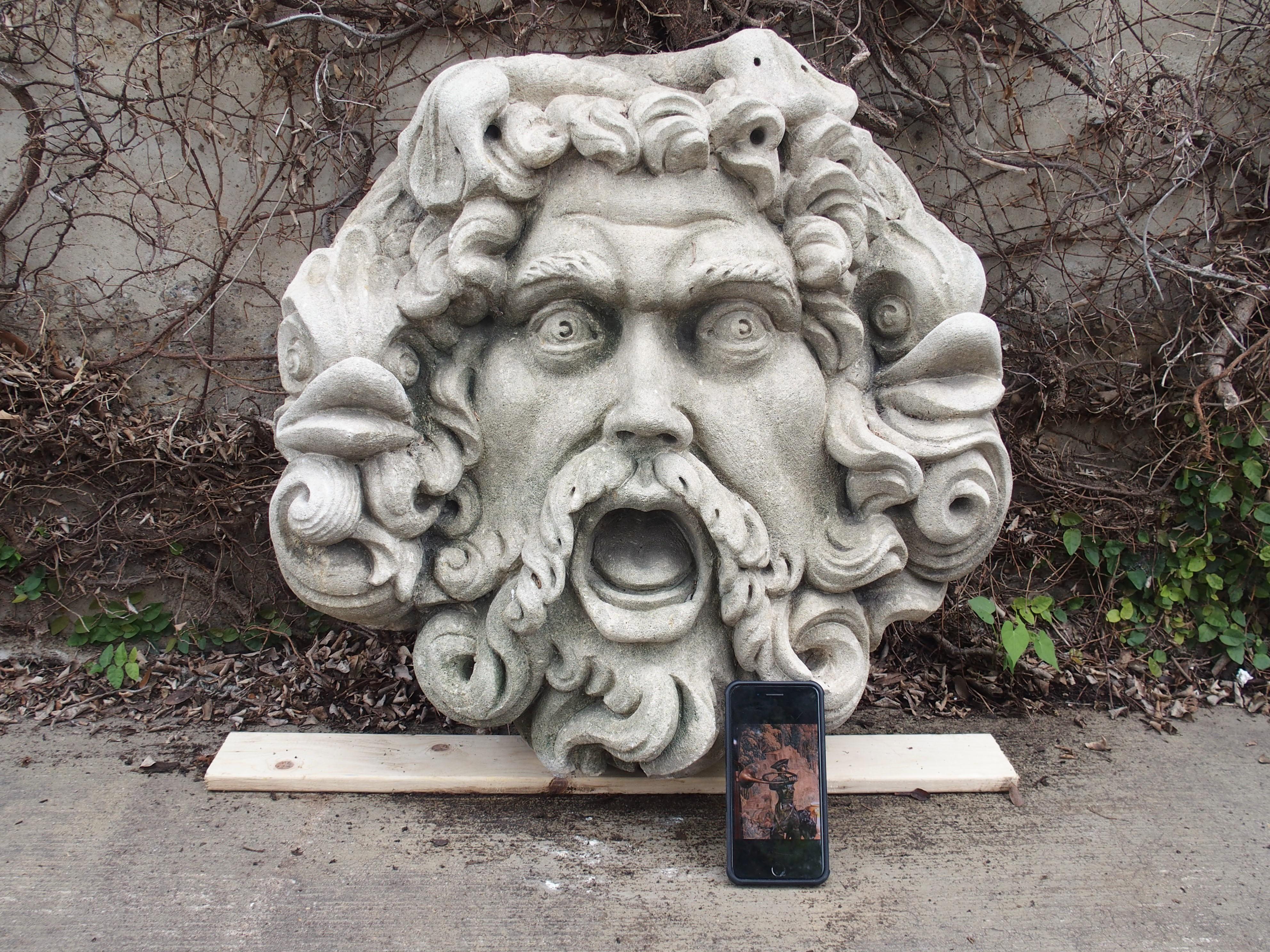 Large and Impressive Italian Carved Neptune Wall Sculpture or Fountain ...