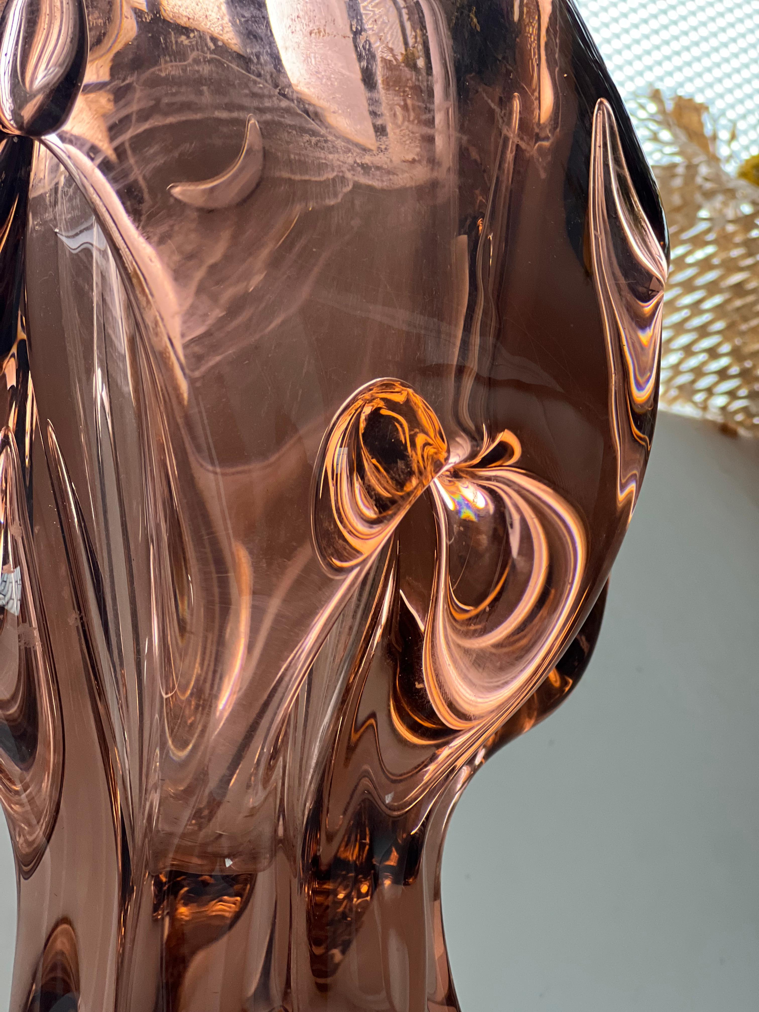 20th Century Massive Italian Vase in Pink Murano Glass, Sculptural ...