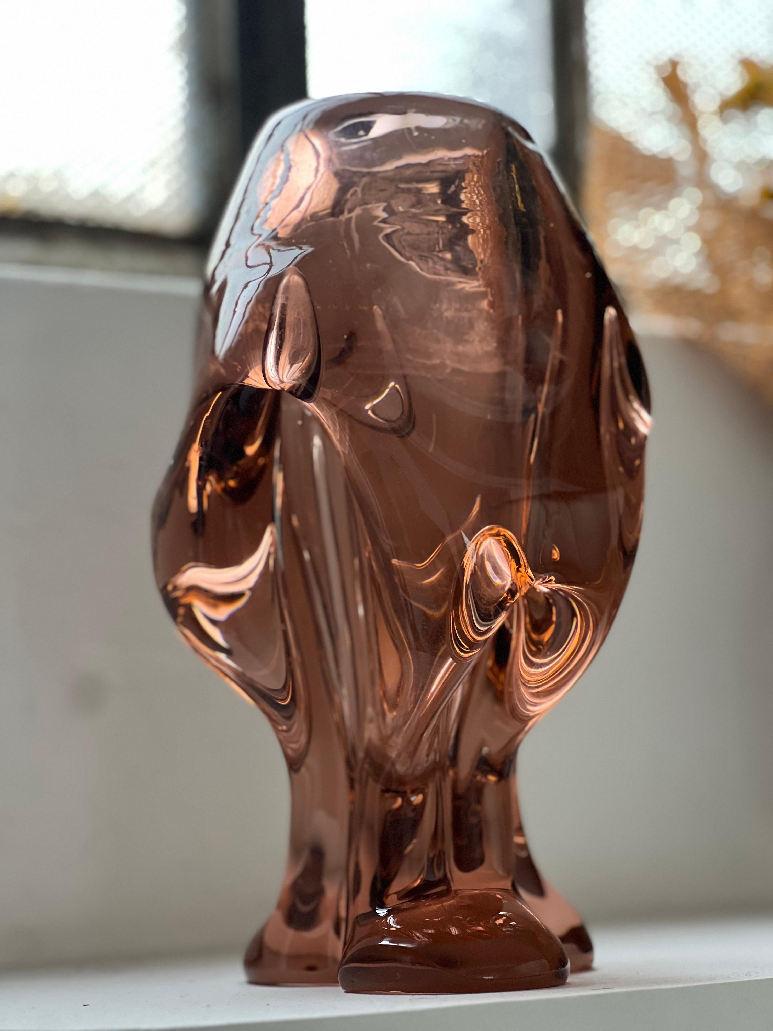 20th Century Massive Italian Vase in Pink Murano Glass, Sculptural ...