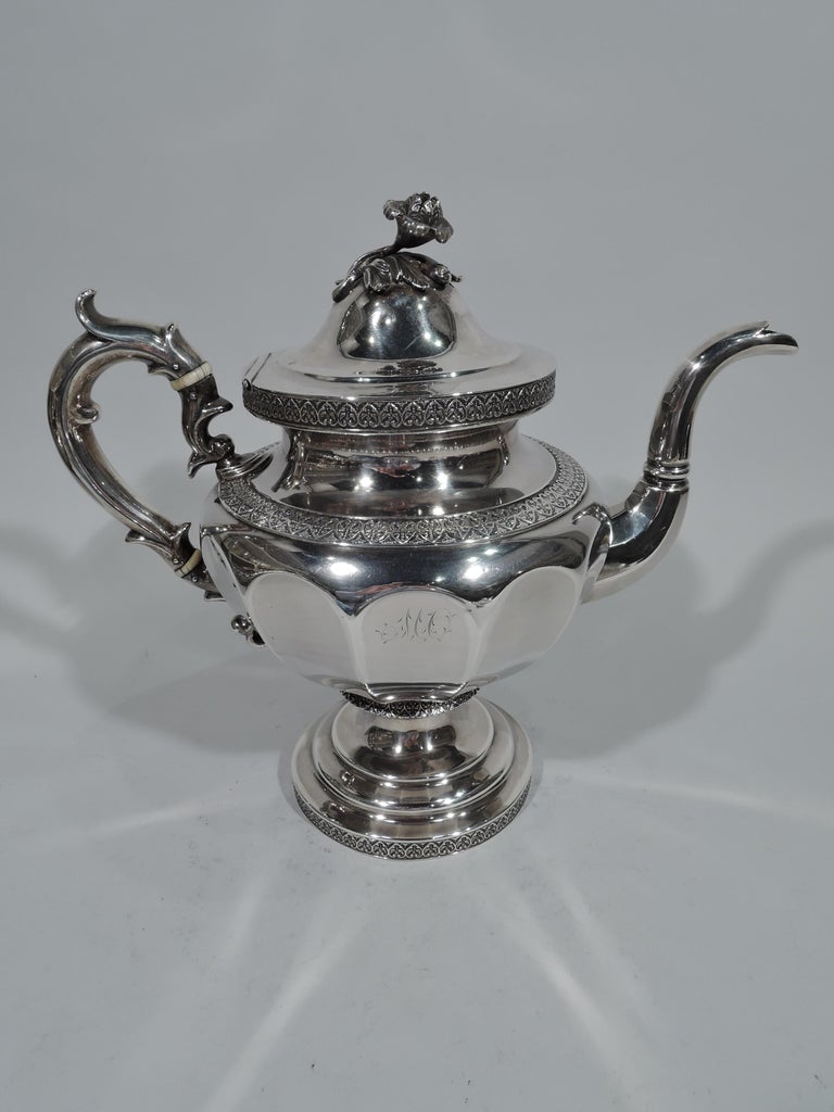 Large and Pretty Antique Coin Silver Teapot by New York Maker Forbes ...