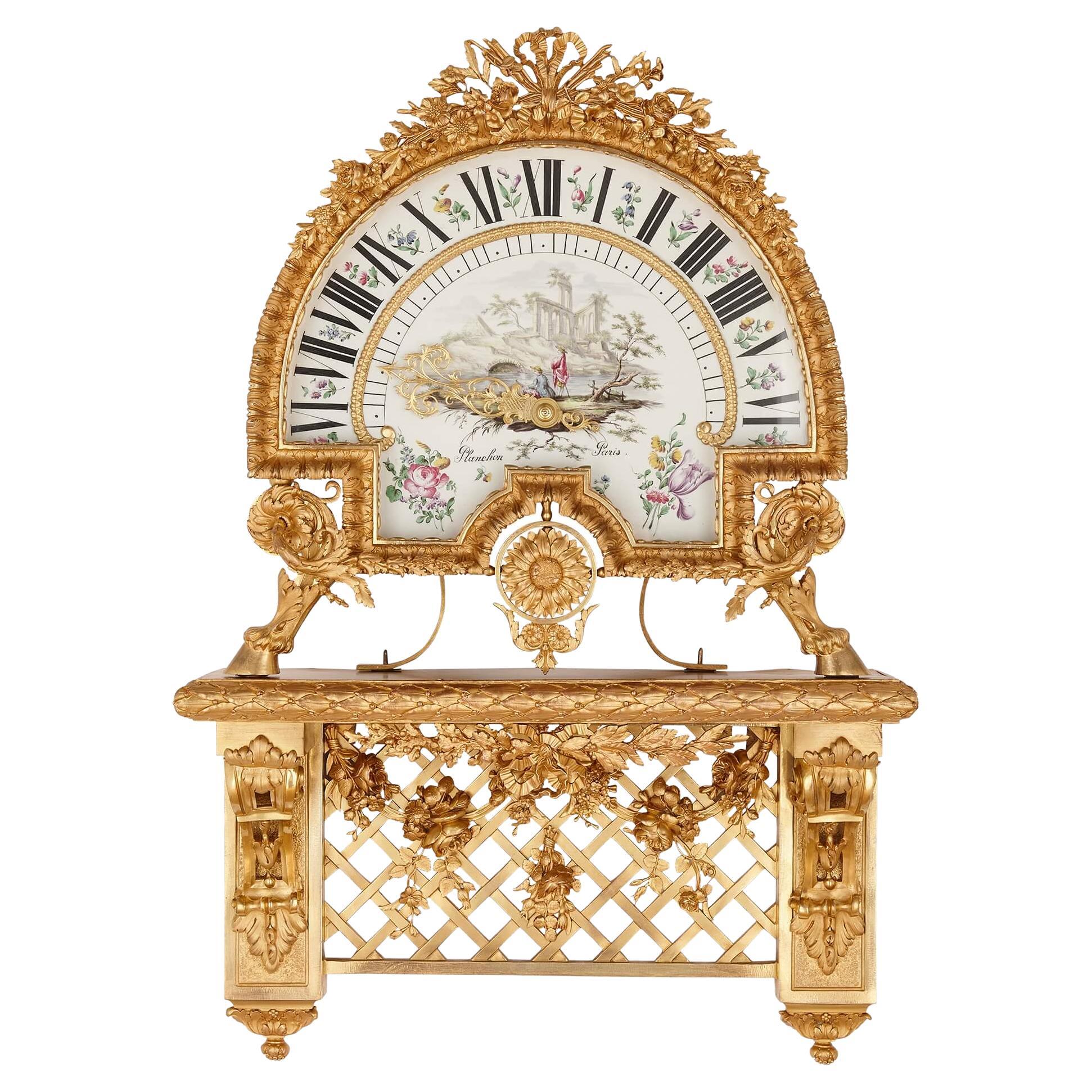 Large and rare ormolu and porcelain Louis XVI style bracket clock by ...