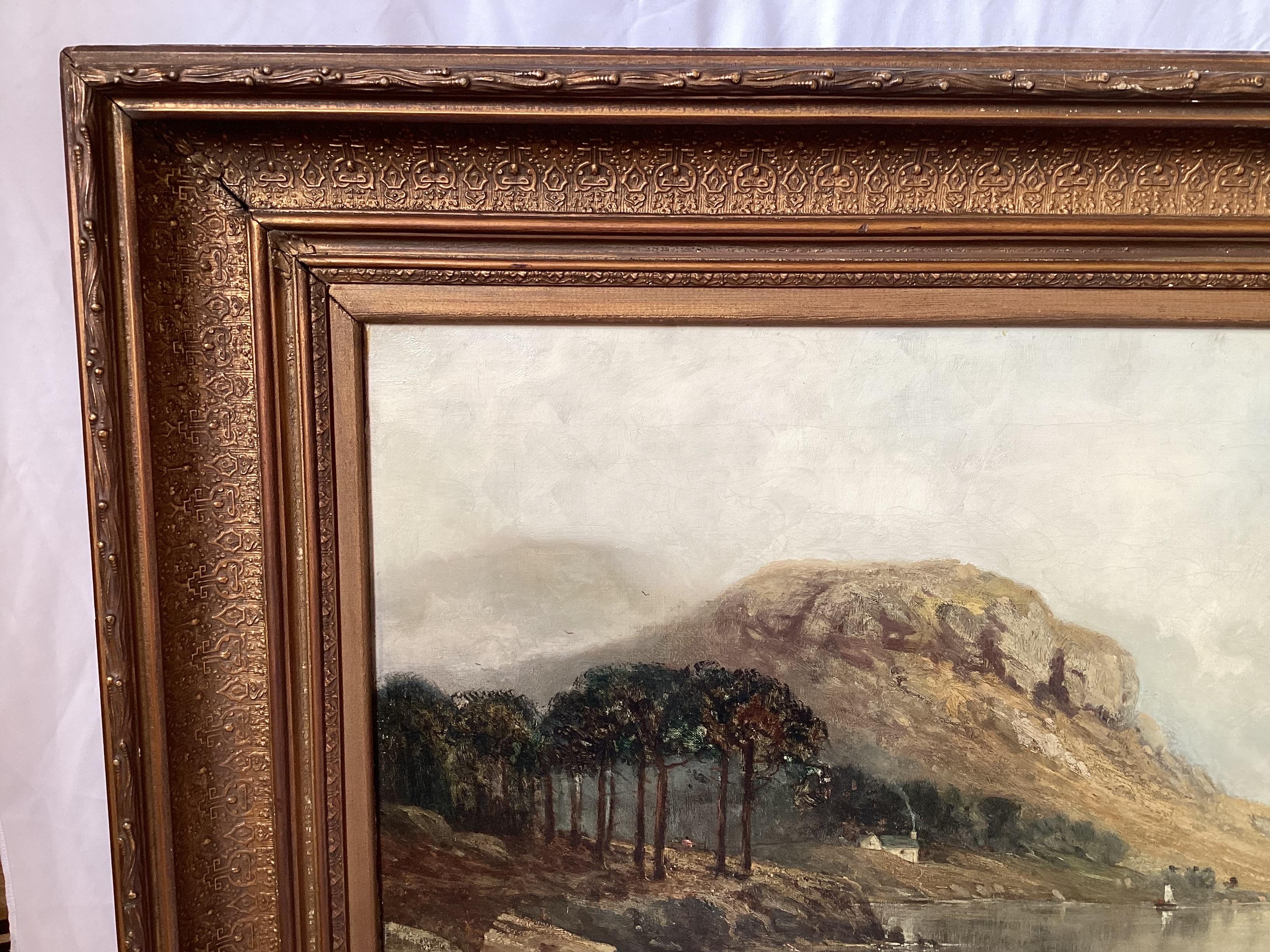 Large and Stunning Oil on Canvas Landscape in Original Giltwood Frame ...