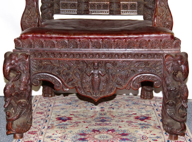 Large and Very Decorative Antique Throne Armchair, 19th Century Solid ...