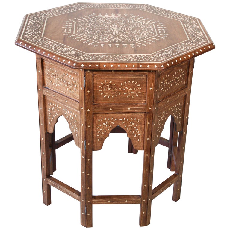 Anglo-Indian Mughal Octagonal Moorish Table with Inlay at 1stDibs