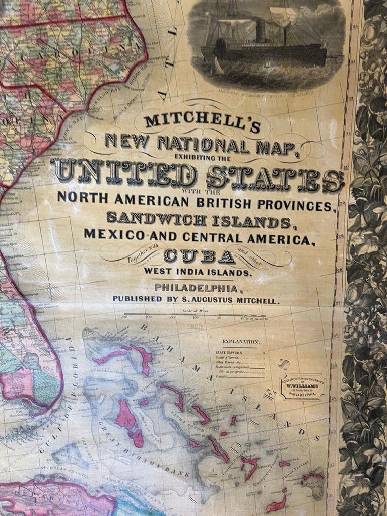 Large Antique 1859 Map of North America For Sale at 1stDibs