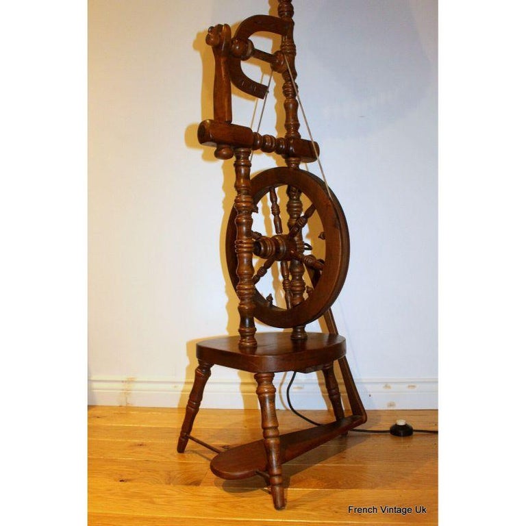 Large Antique 18th C. Italian Art Decor Floor Lamp Spinning Wheel with ...