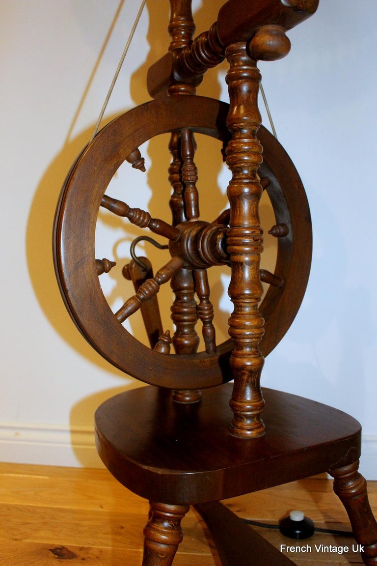 Large Antique 18th C. Italian Art Decor Floor Lamp Spinning Wheel with ...