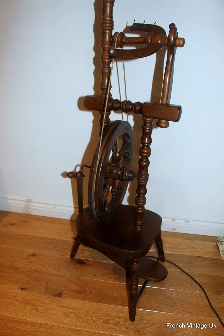 Large Antique 18th C. Italian Art Decor Floor Lamp Spinning Wheel with ...