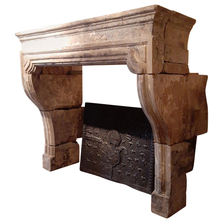 Large Antique 18th Century French Baroque Limestone Fireplace at ...