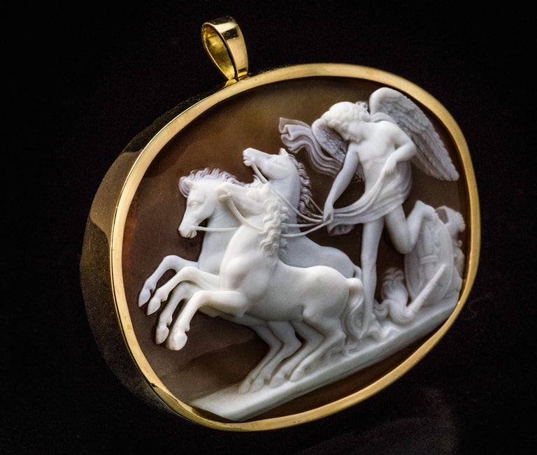 Large Antique 19th Century Cameo Gold Convertible Brooch Pendant at 1stDibs